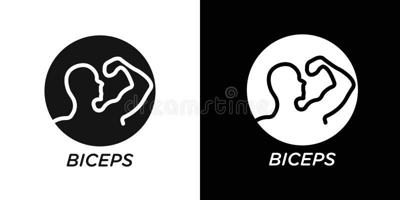 Biceps Icon Flat Vector Set Outline Stock Vector - Illustration of ...