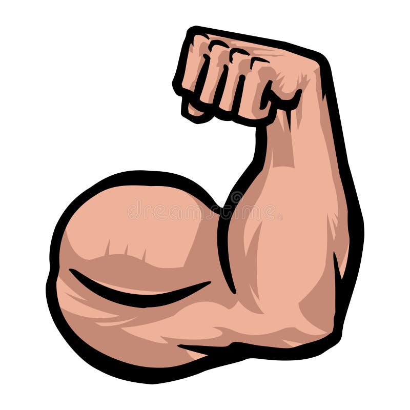 Sticker Van Een Tekenfilm Met Sterke Arm Flexing Bicep Vector ...