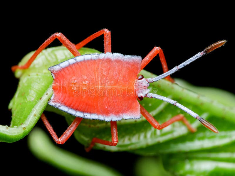 Bicho Rojo En La Hoja Verde Foto de archivo - Imagen de verde, fauna ...