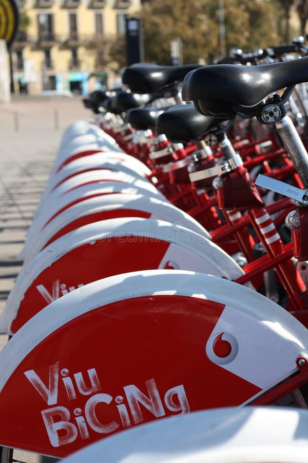 Bicing Bicycle Sharing Bikes, Barcelona, Spain. Editorial Stock Image ...