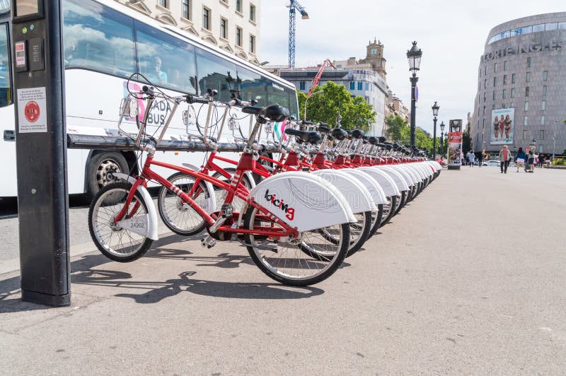 Bicing Station and Bikes in Barcelona. Editorial Image - Image of hire ...