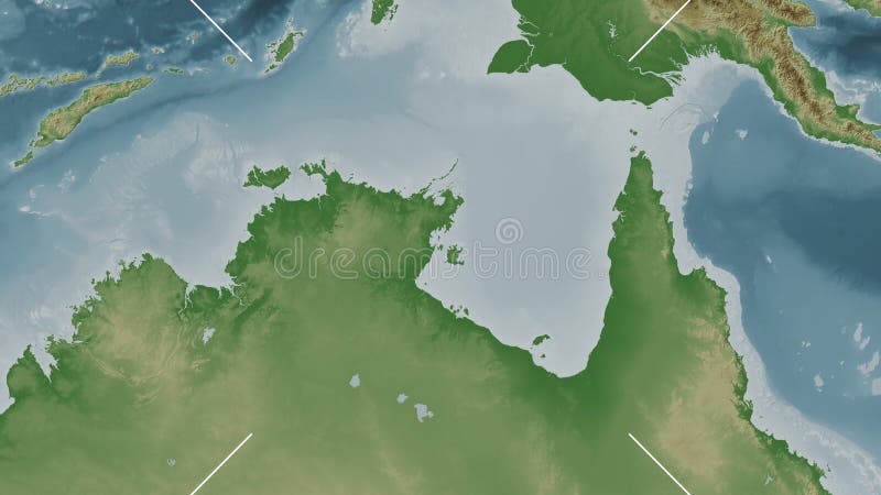 Bickerton Island in the Arafura Sea. Physical Map. Slide Stock Footage ...