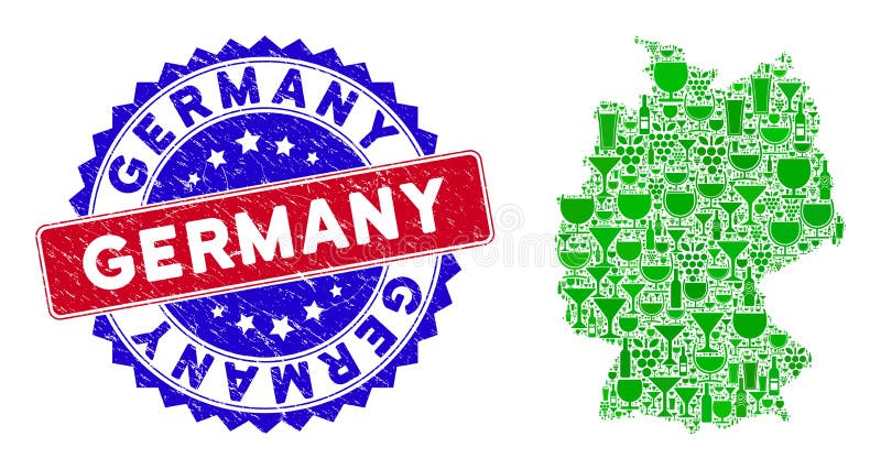 Bicolor Germany Textured Stamp with Collage of Germany Map Stock Vector ...