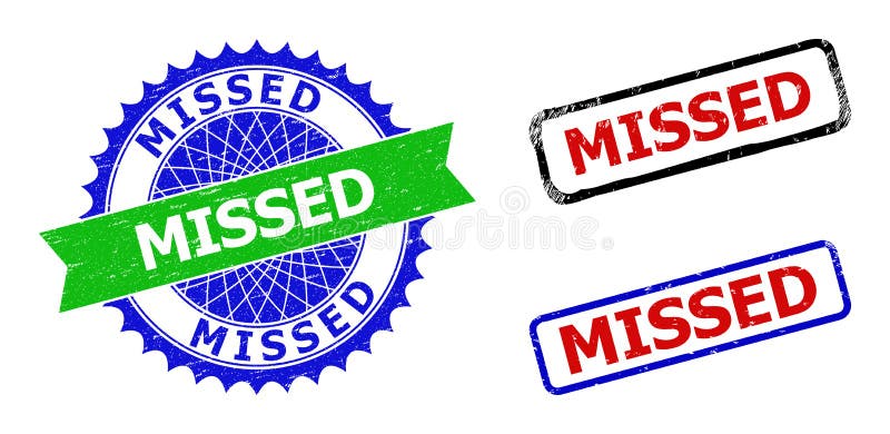 MISSED Rosette and Rectangle Bicolor Badges with Distress Surfaces ...