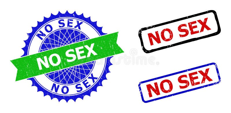 No Sex Rosette And Rectangle Bicolor Seals With Corroded Textures Stock