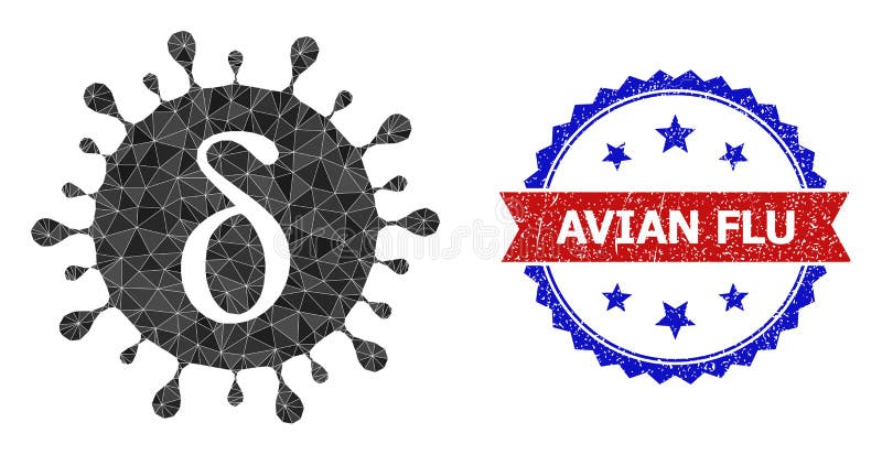 Bicolor Scratched Rubber Stamp with Delta Covid Virus Triangle Lowpoly ...