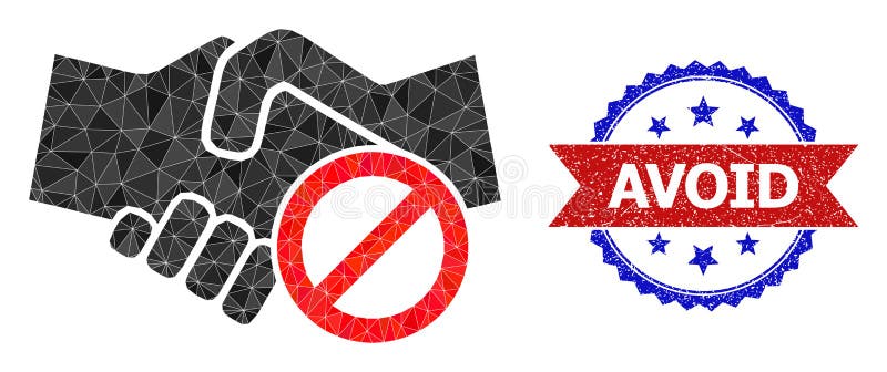 Bicolor Scratched Seal Stamp with Avoid Handshake Triangle Lowpoly Icon ...