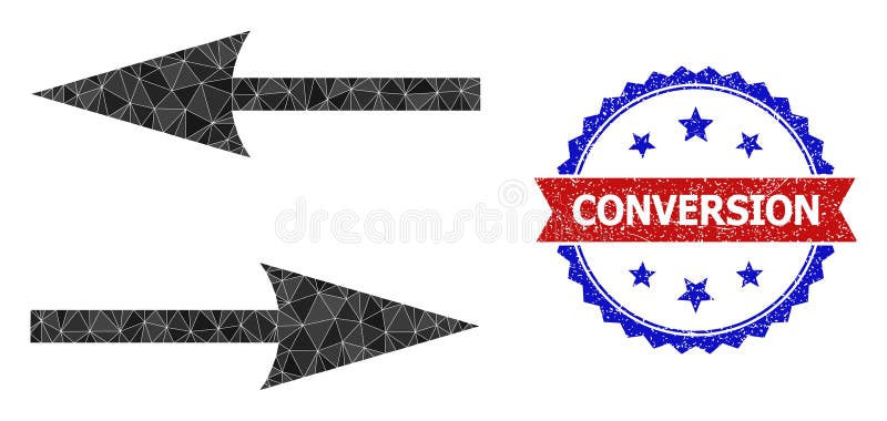 Bicolor Scratched Seal Stamp With Flip Arrows Triangle Lowpoly Icon