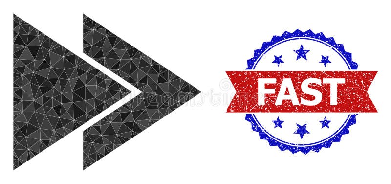 Bicolor Textured Rubber Stamp with Fast Forward Polygonal Lowpoly Icon ...