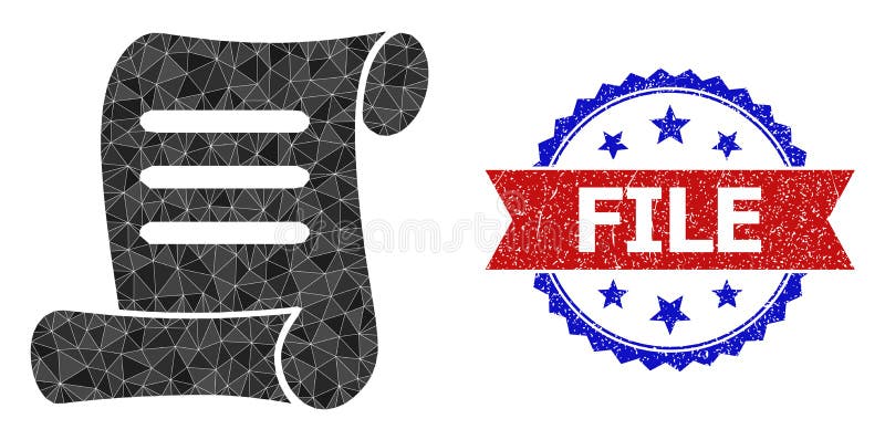 Bicolor Textured Stamp with Document Roll Triangle Low-Poly Icon Stock ...