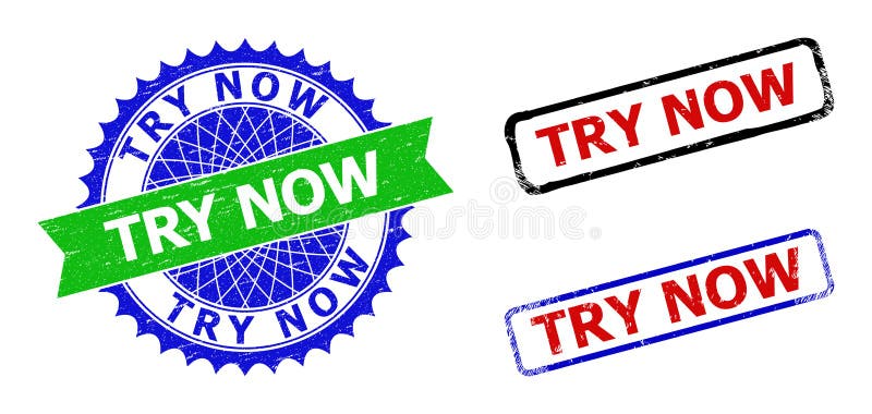 Try Now Rosette And Rectangle Bicolor Seals With Scratched Styles Stock