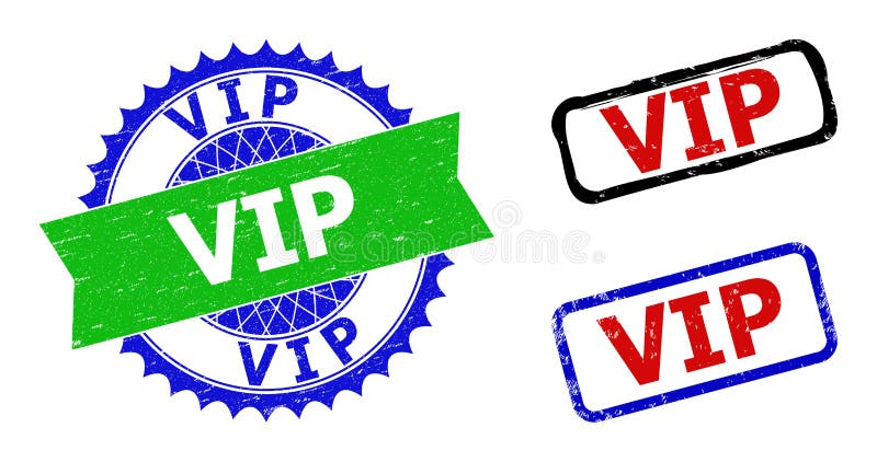VIP Rosette and Rectangle Bicolor Stamp Seals with Unclean Textures ...
