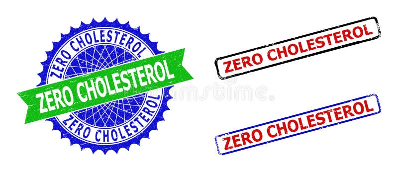 ZERO CHOLESTEROL Rosette and Rectangle Bicolor Seals with Grunge Styles ...