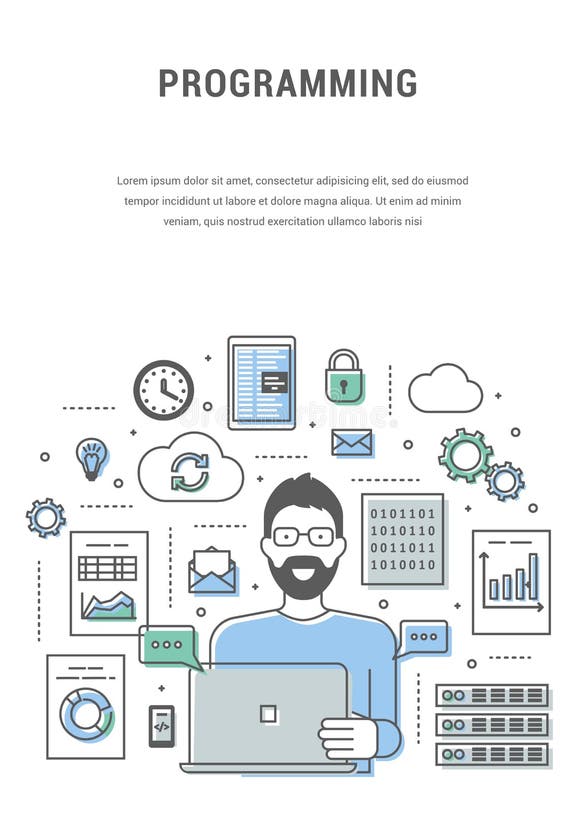 Bicolour Blue Green Banner Programmer Who Creates Computer Software ...