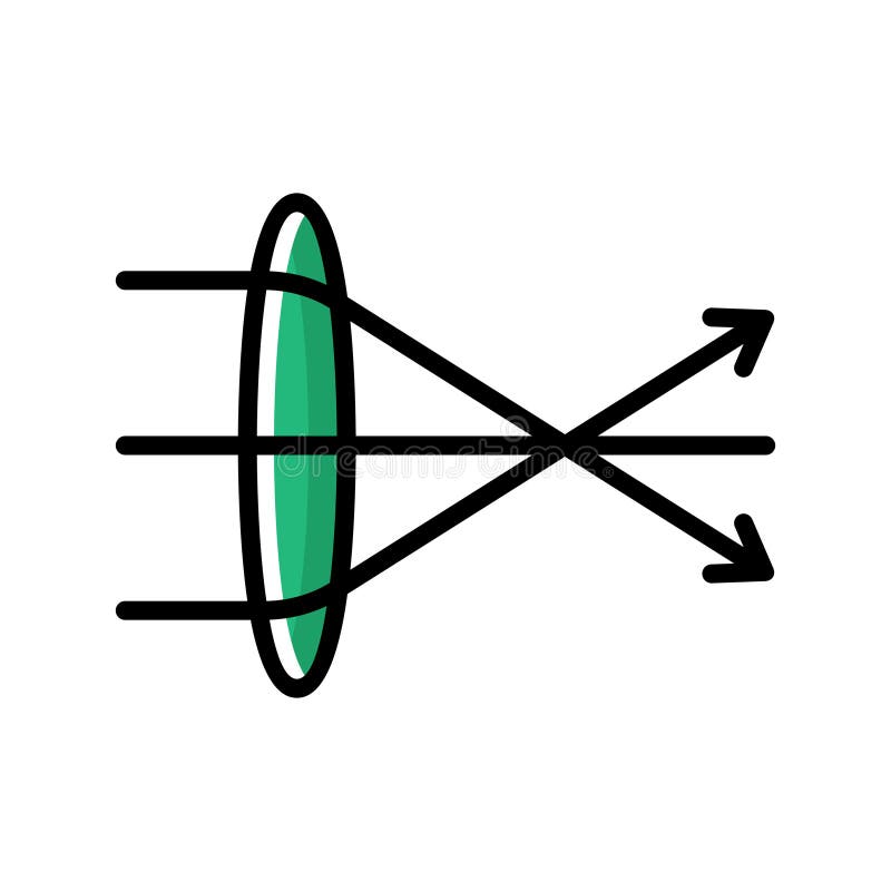 Biconvex Lens Refraction Rays Line Colourful Vector Icon. Physics Law ...