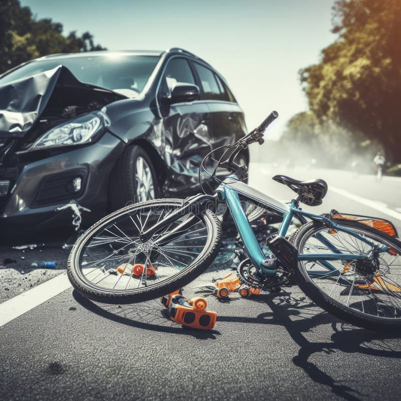 Bicycle Accident with Car. Ai Generative Stock Illustration ...