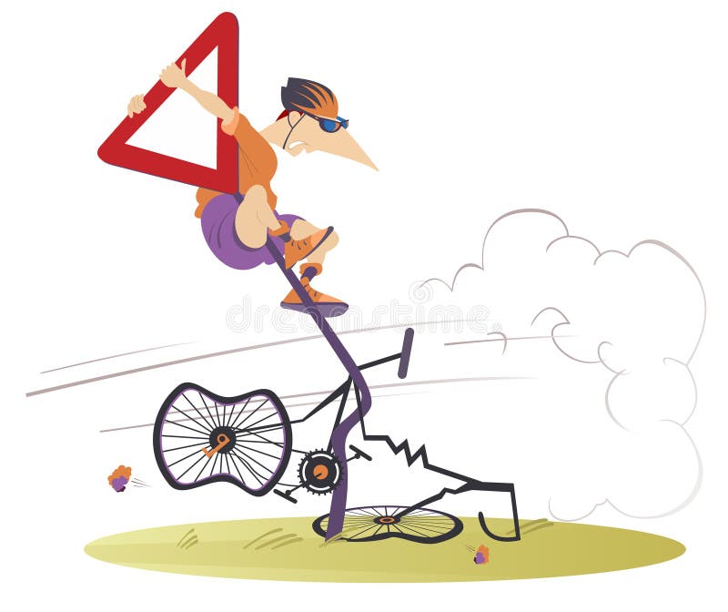 Bicycle Accident. Crash. Road Sign Stock Vector - Illustration of sign ...