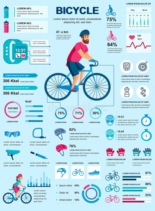 Bicycle Banner with Infographic Elements. Cycling Poster Template with ...