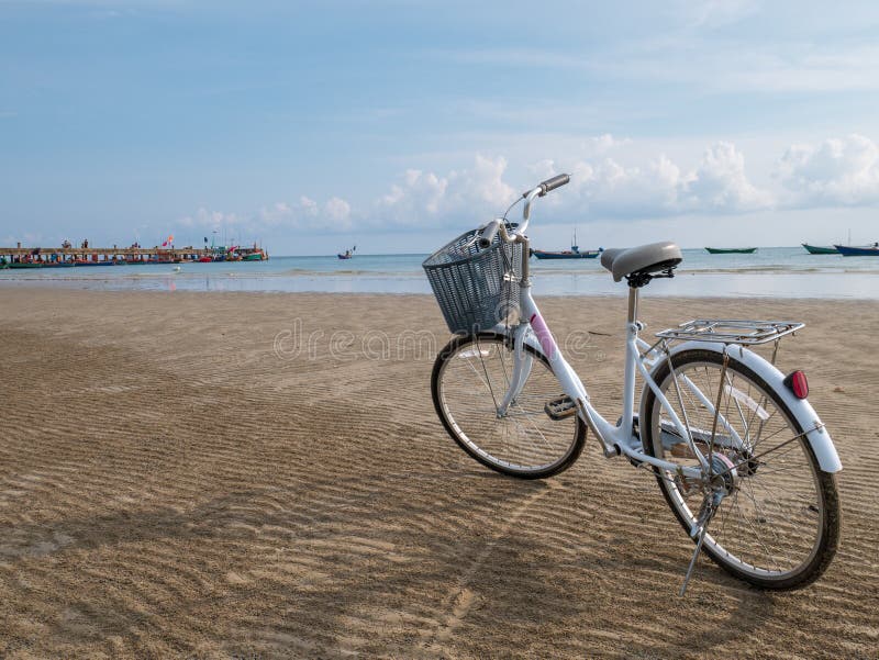 Bicycle beside the beach. stock image. Image of space - 120402323
