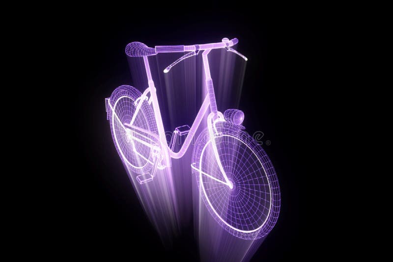 Bicycle Bike in Hologram Wireframe Style. Nice 3D Rendering Stock ...