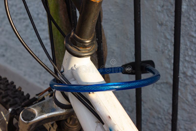 Bicycle with Blue Safe Lock Stock Image - Image of safe, combination ...