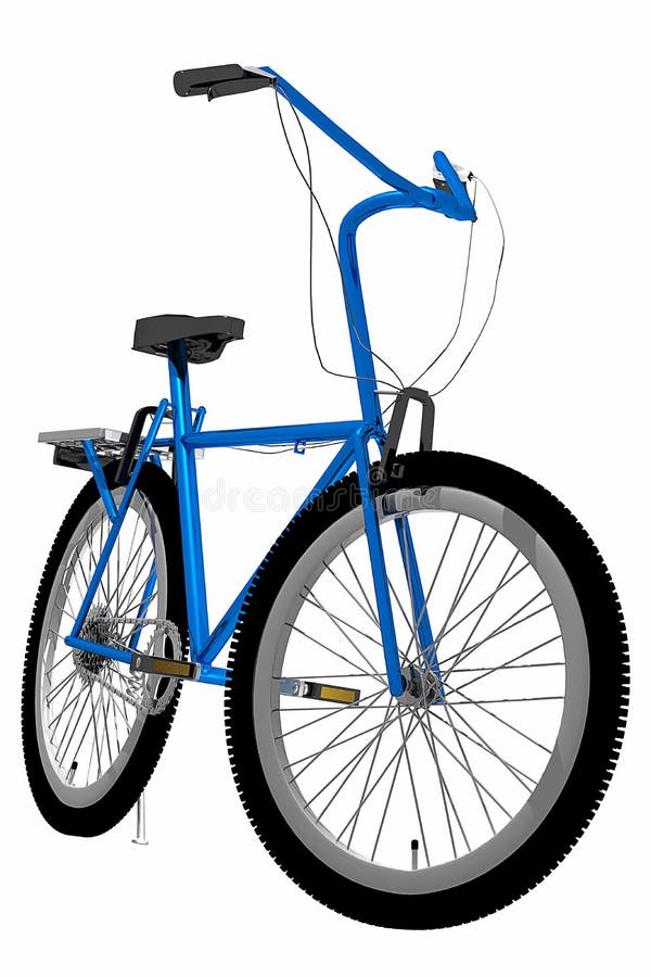 Blue Bicycle Side Front View Isolated White Background 3d Illustration ...
