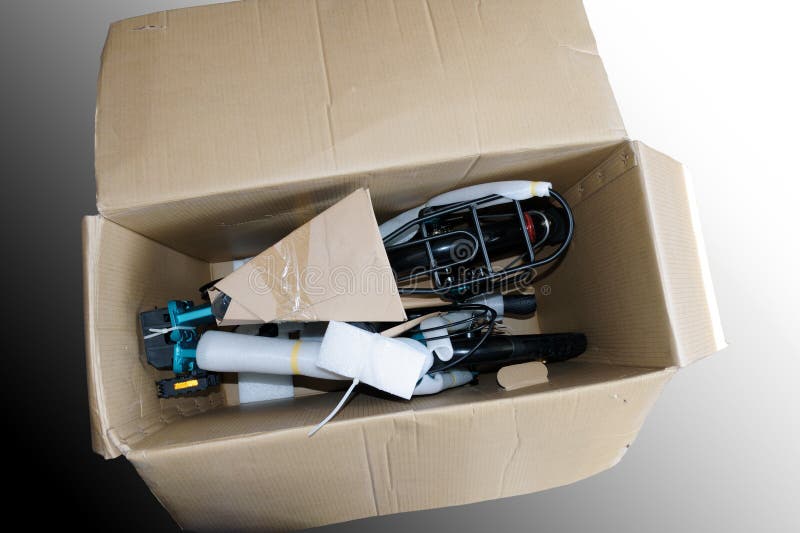 Bicycle in a box stock photo. Image of folded, equipment - 349469832