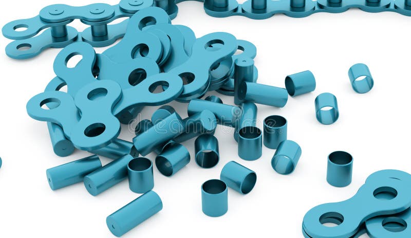 Bicycle Chain Rendered on White Background Stock Illustration ...