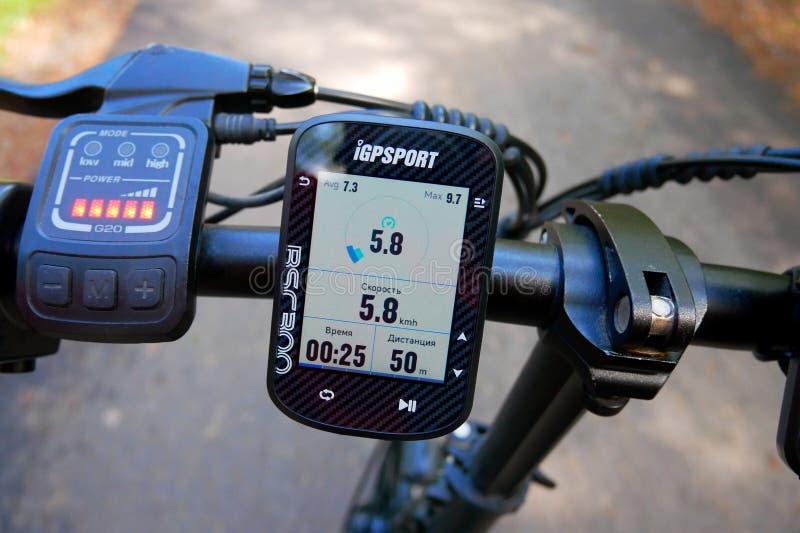 A Bicycle Computer for a Bicycle. Details and Close-up of a Bicycle ...