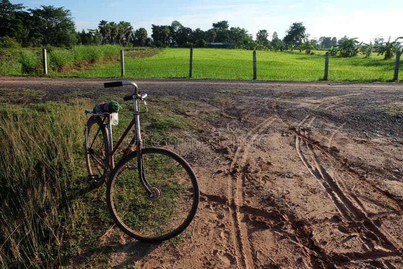 Bicycle countryside view stock photo. Image of farmer - 58280764