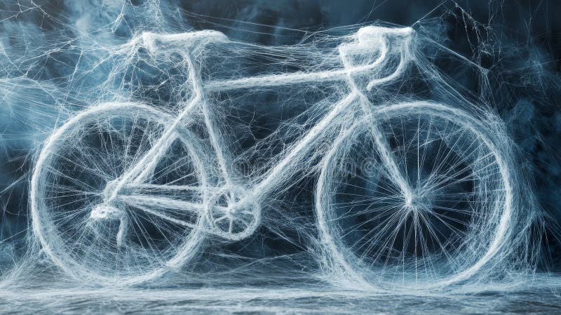 Bicycle Covered in Spider Webs, Artistic Display. Surreal and Creative ...