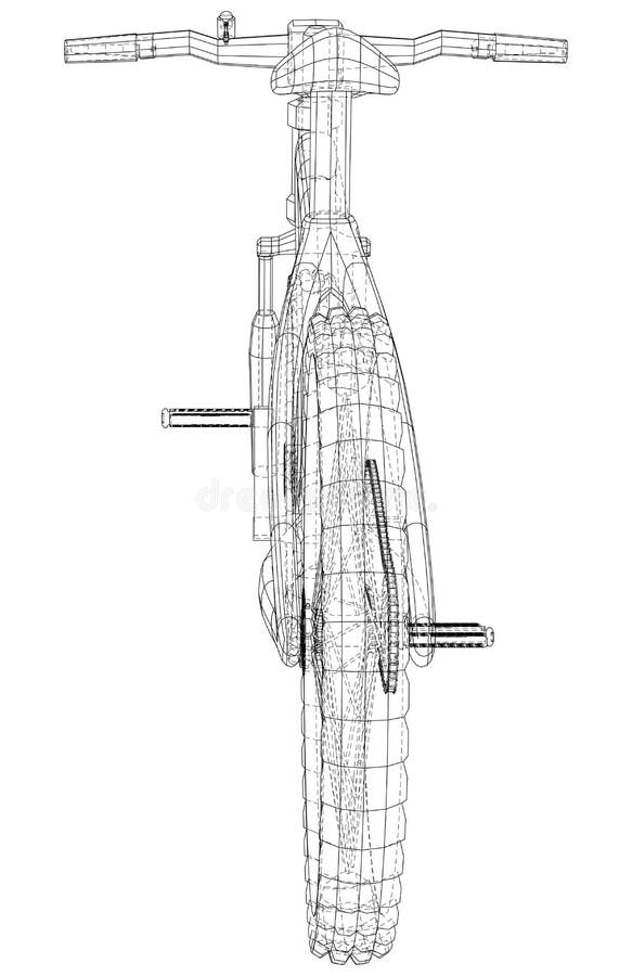 Bicycle. Created Illustration of 3d. Wire-frame Style. the Layers of ...