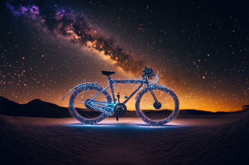Bicycle Creative Image Made with Starry Night To Form the Bicycle Shape ...
