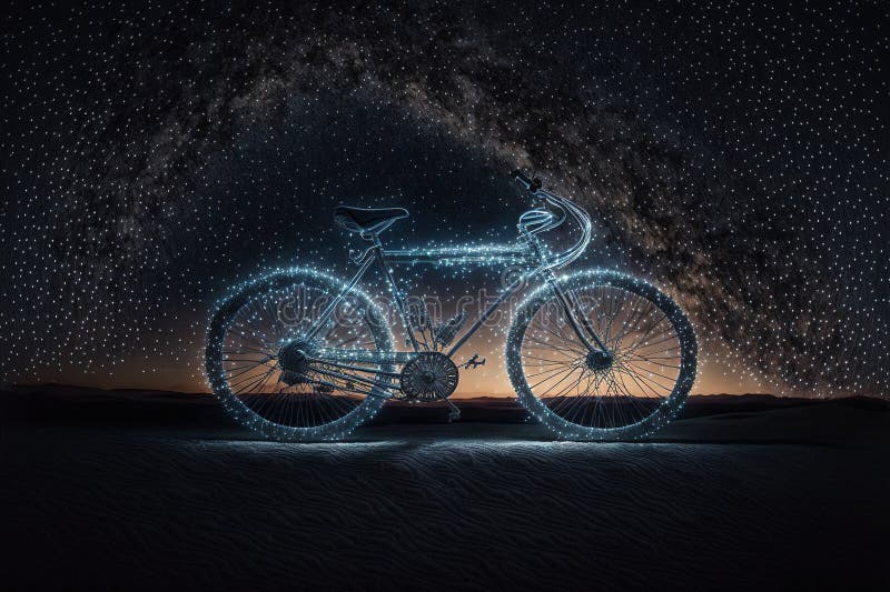 Bicycle Creative Image Made with Starry Night To Form the Bicycle Shape ...