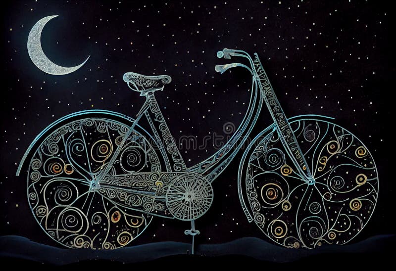 Bicycle Creative Image Made with Starry Night To Form the Bicycle Shape ...