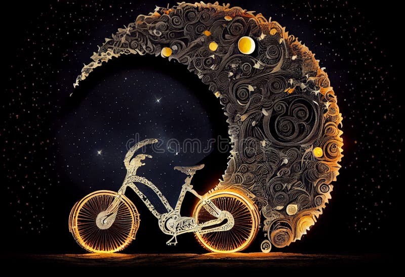 Bicycle Creative Image Made with Starry Night To Form the Bicycle Shape ...