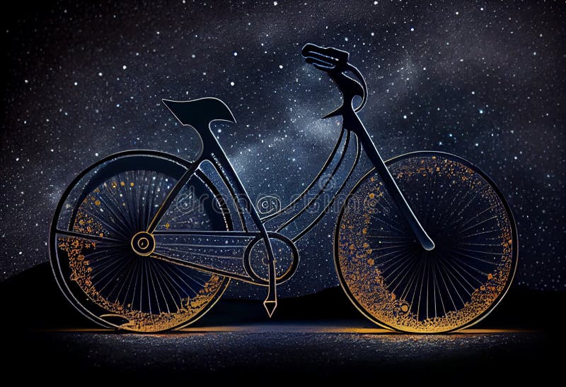 Bicycle Creative Image Made with Starry Night To Form the Bicycle Shape ...