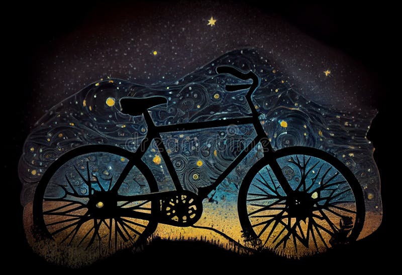 Bicycle Creative Image Made with Starry Night To Form the Bicycle Shape ...