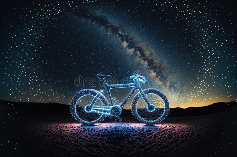 Bicycle Creative Image Made with Starry Night To Form the Bicycle Shape ...