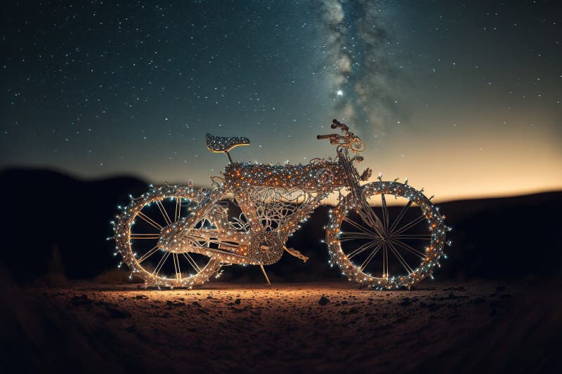 Bicycle Creative Image Made with Starry Night To Form the Bicycle Shape ...