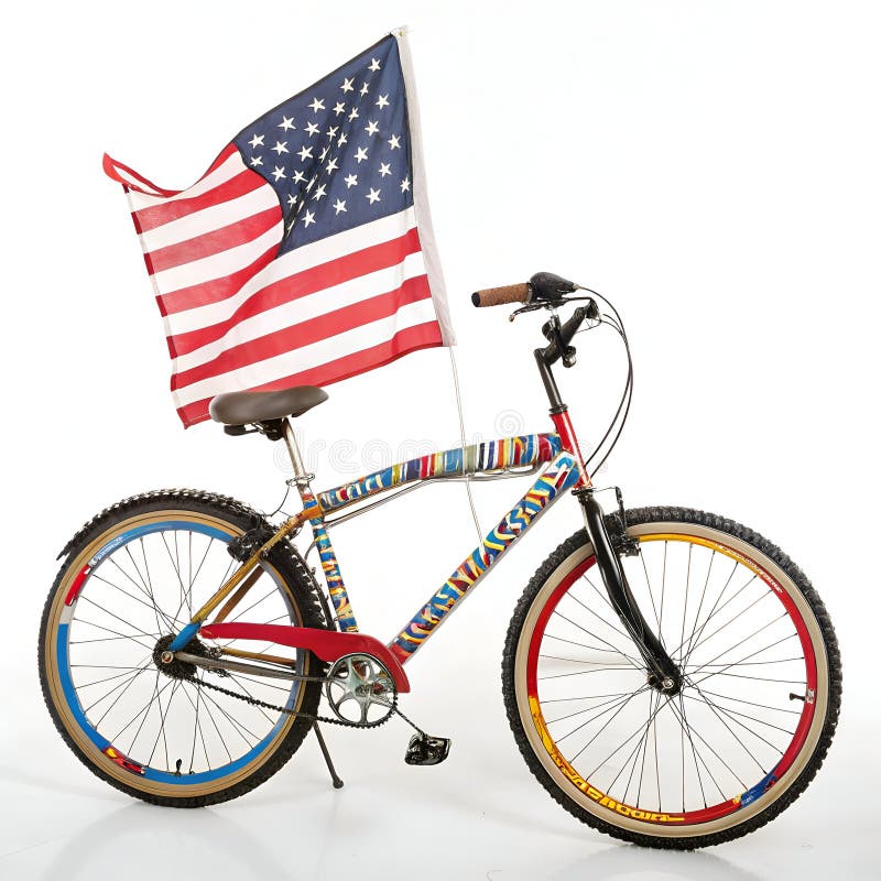 Bicycle Decorated with American Flag Stock Illustration - Illustration ...