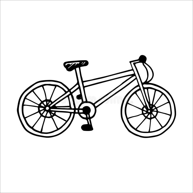 Bicycle Doodle Style Vector Illustration Isolated on White Stock Vector ...