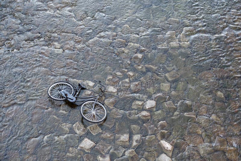 Bicycle Dumped in the River, Kyoto Japan Stock Image - Image of bike ...