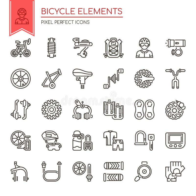 Bicycle Parts and Components Icons for Eshop Menu Stock Illustration ...