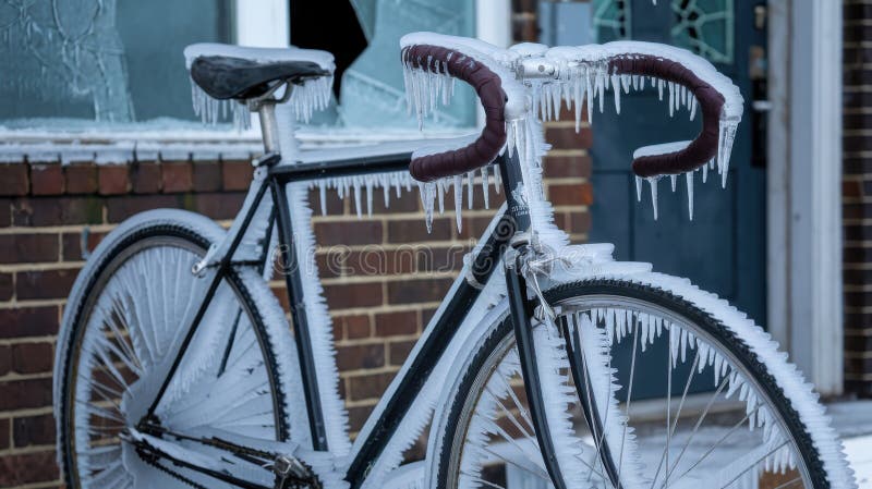 A Bicycle Encased in Ice a Striking Visual of Freezing Weather ...