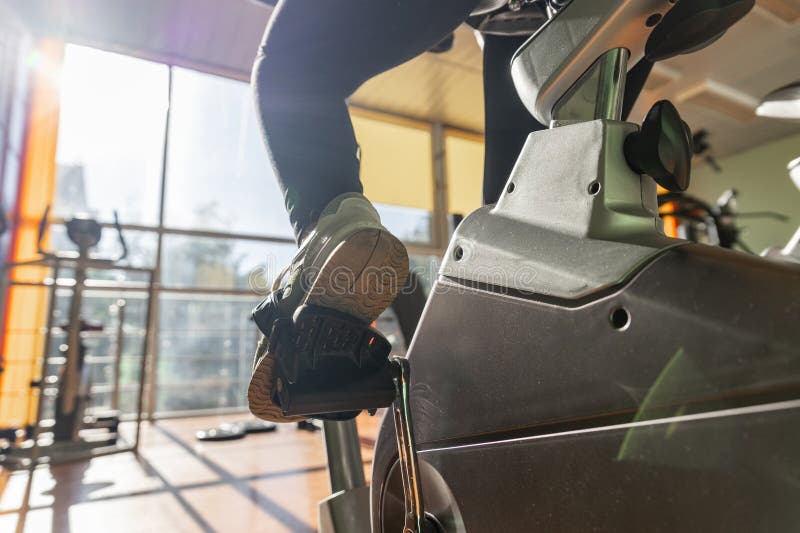 Bicycle Exercise Machine in Beautiful View Fitness Room Stock Image ...