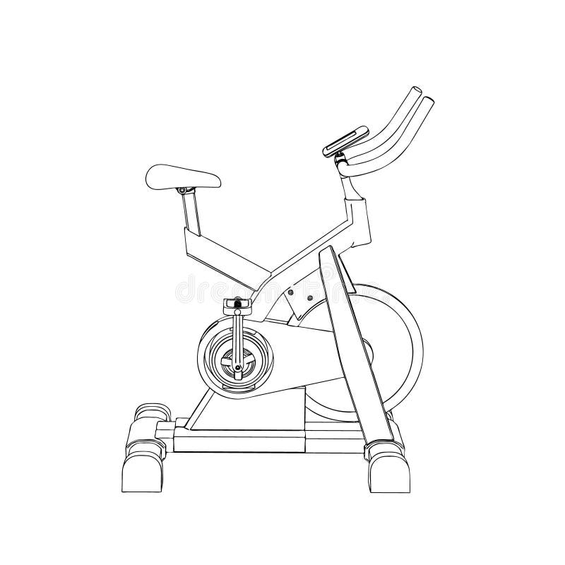 Bicycle Exercise Machine. Vector Outline Illustration Stock Vector ...