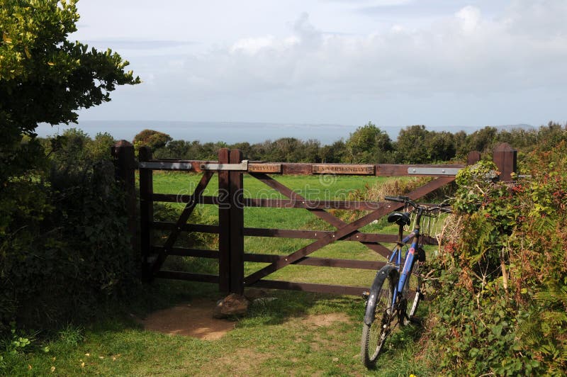 Bicycle by Farm Gate on Sark Stock Image - Image of cycling, sark: 16350281