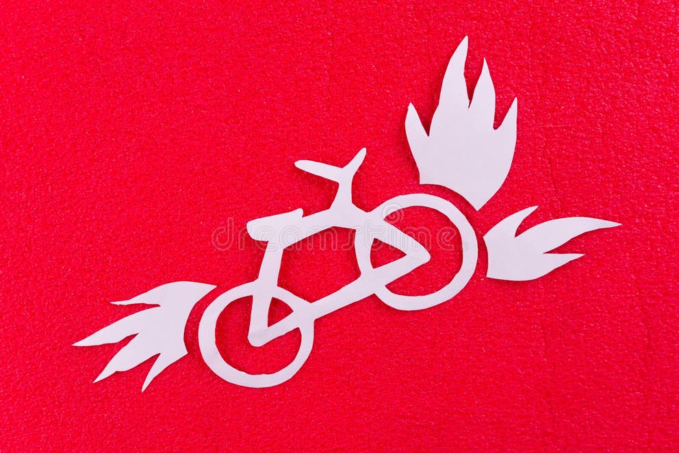 Bicycle with fire stock photo. Image of adventure, motion - 144081348