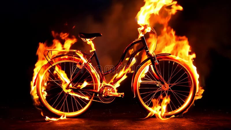 A Bicycle with Flames on the Front Wheel of it Stock Footage - Video of ...